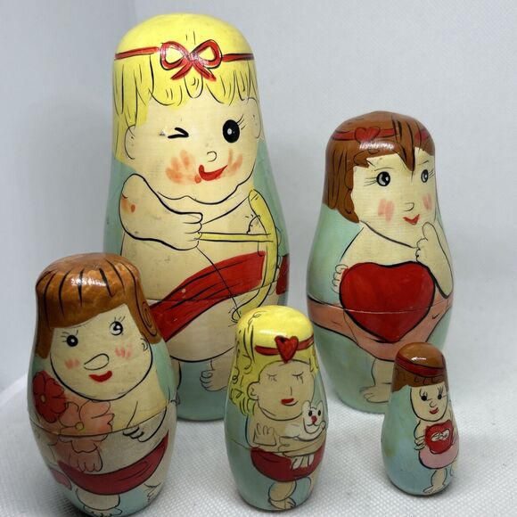 Unbranded | Toys | Set Of 5 Baby Angels Wooden Nesting Dolls 55 Inches ...